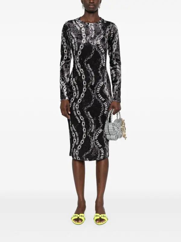 Buy Versace Chain Print Midi Dress - Black At 30% Off | Editorialist