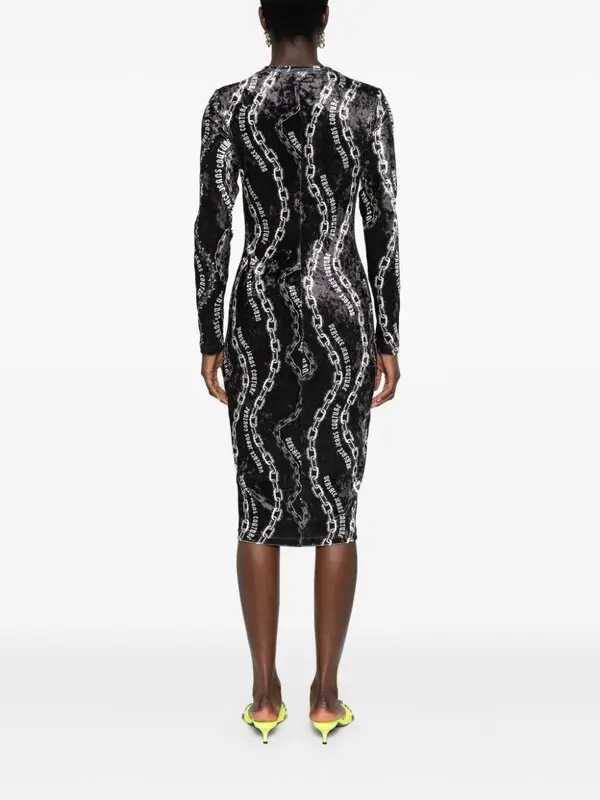 Versace Chain Print Midi Dress
