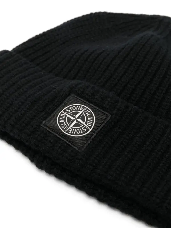 Stone Island Logo-patch Virgin Wool Beanie