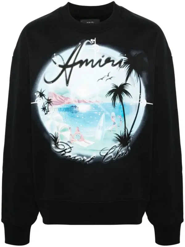 Amiri Paradise Airbrush Cotton Sweatshirt - Black