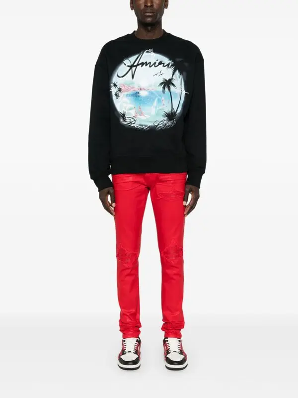 Amiri Wax Mx1 Skinny Jeans - Red
