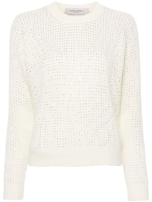 GOLDEN GOOSE Crystal Embellished Jumper - White