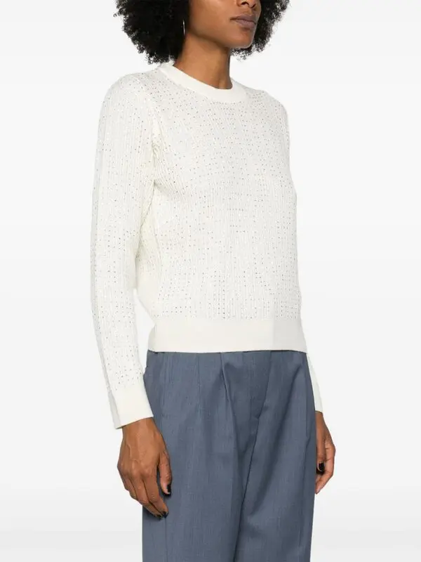 GOLDEN GOOSE Crystal Embellished Jumper - White
