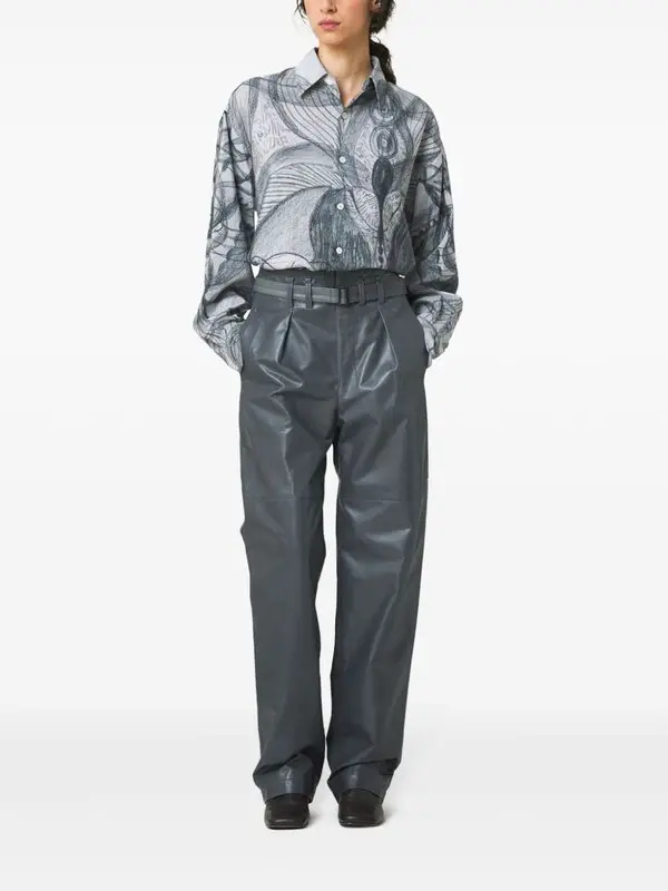 LEMAIRE Angkasapura Graphic Print Silk Shirt