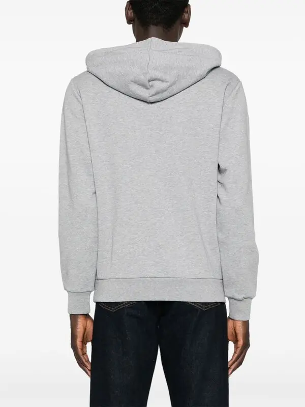 A.p.c. Flocked-logo Cotton Hoodie - Grey