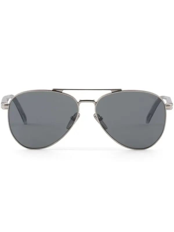 Prada Tone Double-bridge Pilot Sunglasses - Silver
