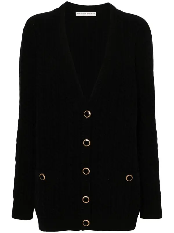 Alessandra Rich Cable-knit Wool Cardigan