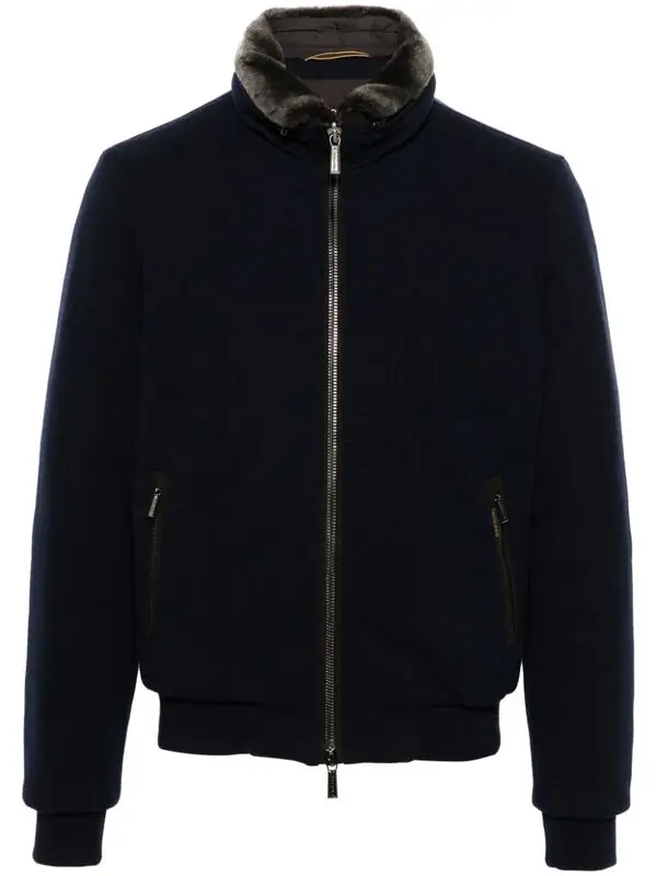 MOORER Zip-up Fleece Jacket - Blue