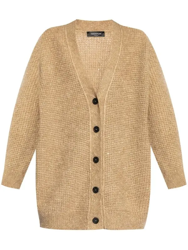 Fabiana Filippi Sequin-detail Waffle-knit Cardigan - Neutrals