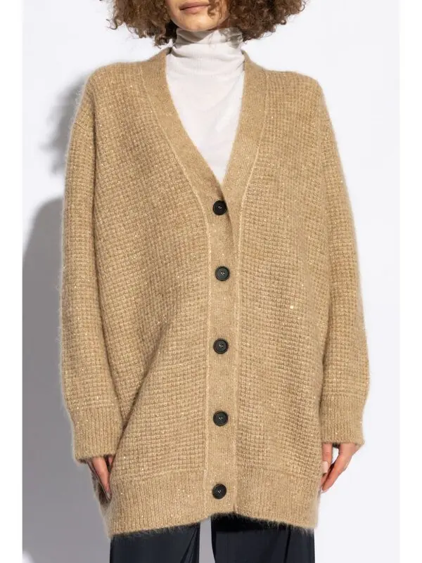 Fabiana Filippi Sequin-detail Waffle-knit Cardigan - Neutrals