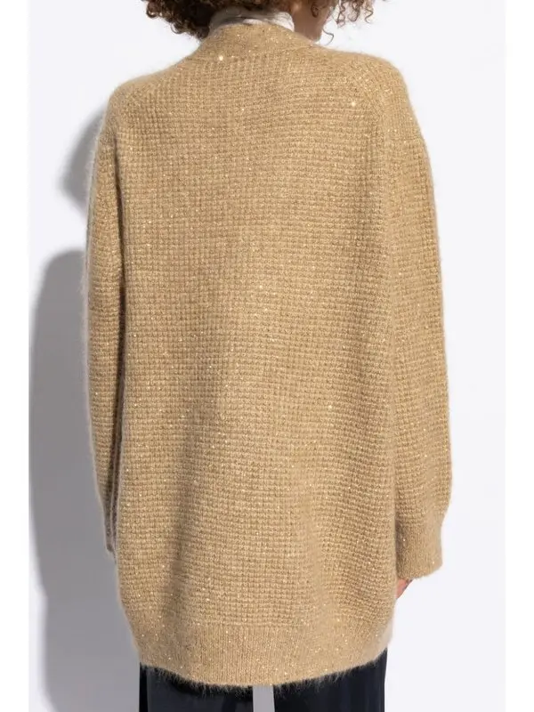 Fabiana Filippi Sequin-detail Waffle-knit Cardigan - Neutrals