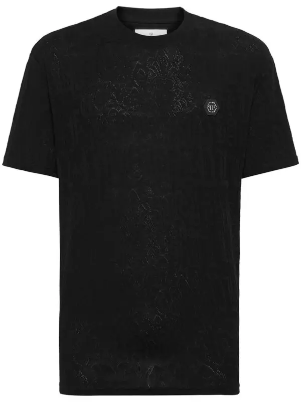 Philipp Plein Monogram-pattern Cotton T-shirt - Black