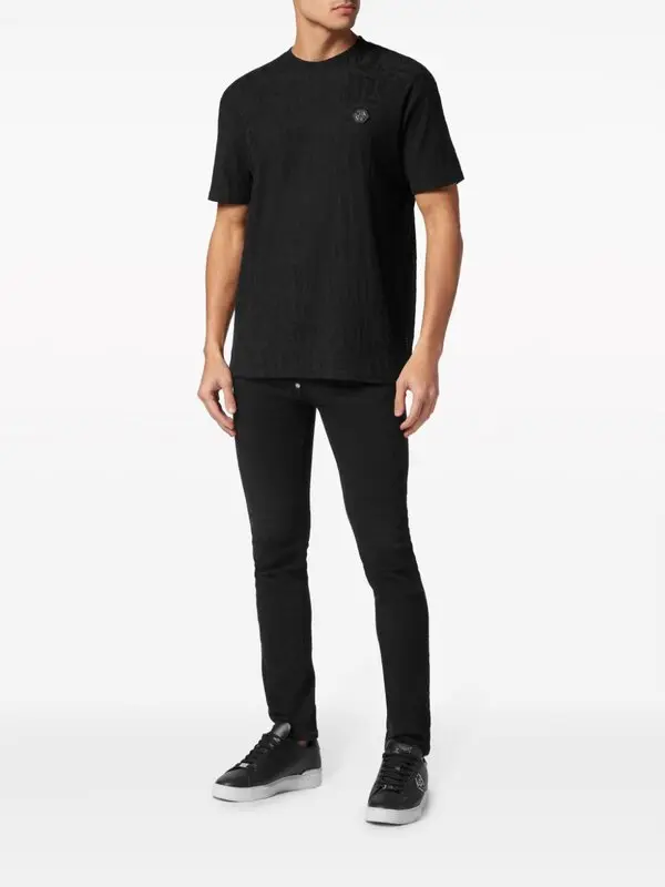 Philipp Plein Monogram-pattern Cotton T-shirt - Black