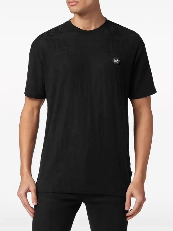 Philipp Plein Monogram-pattern Cotton T-shirt - Black