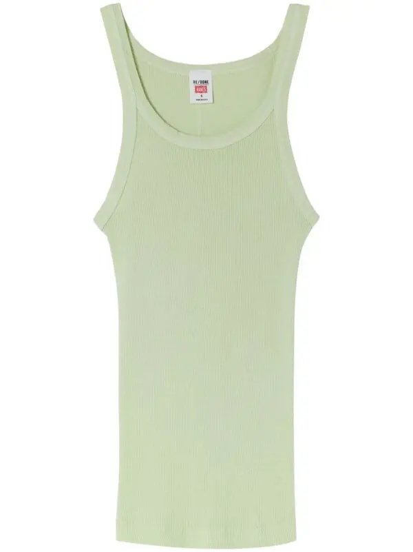 RE/DONE Ribbed Racerback Tank Top - Green