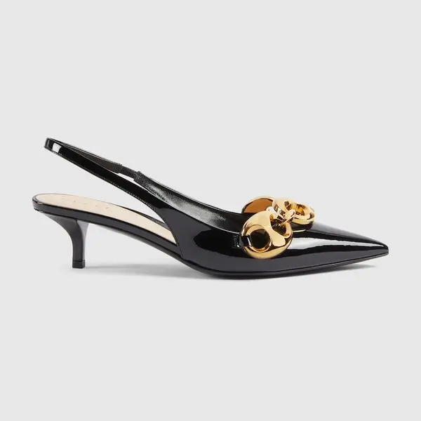 Gucci Slingback With Marina Chain Leather