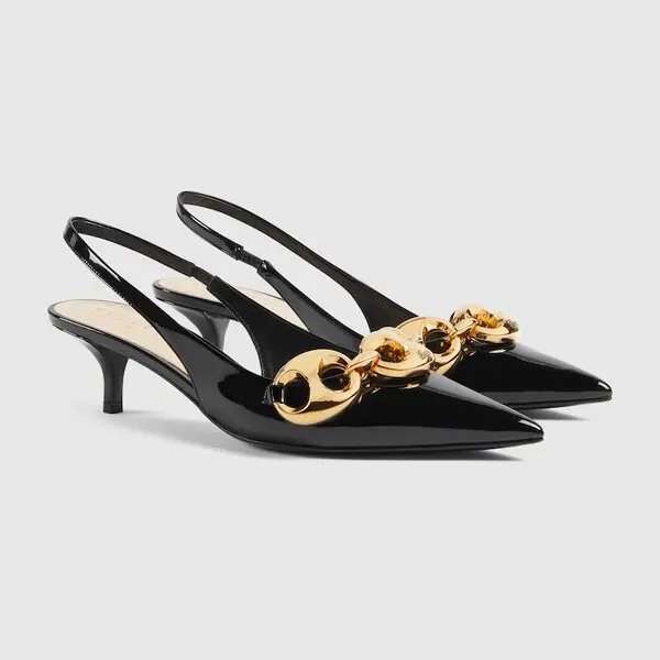 Gucci Slingback With Marina Chain Leather