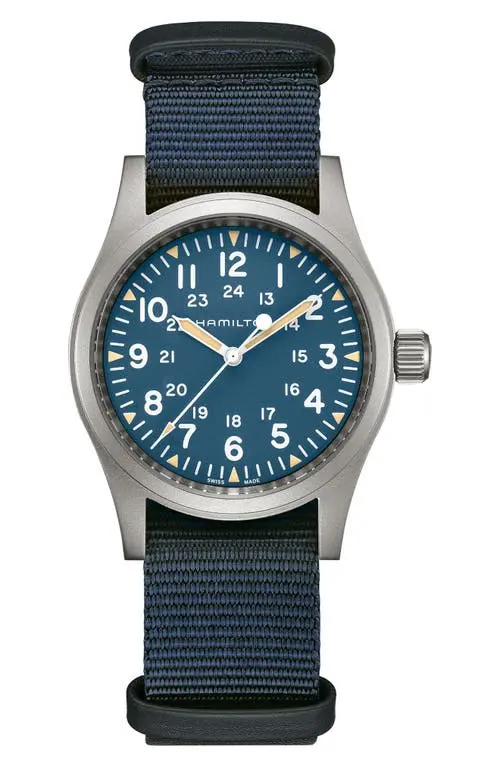 Hamilton Khaki Field Mechanical Strap Watch - Blue