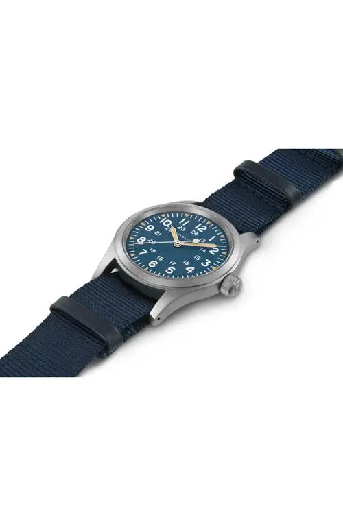 Hamilton Khaki Field Mechanical Strap Watch - Blue