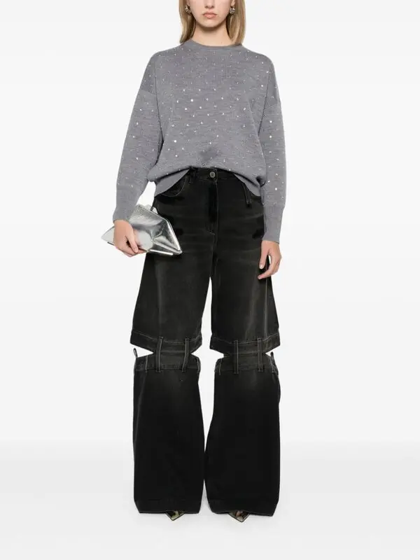 Rabanne Crystal-embellished Jumper - Grey