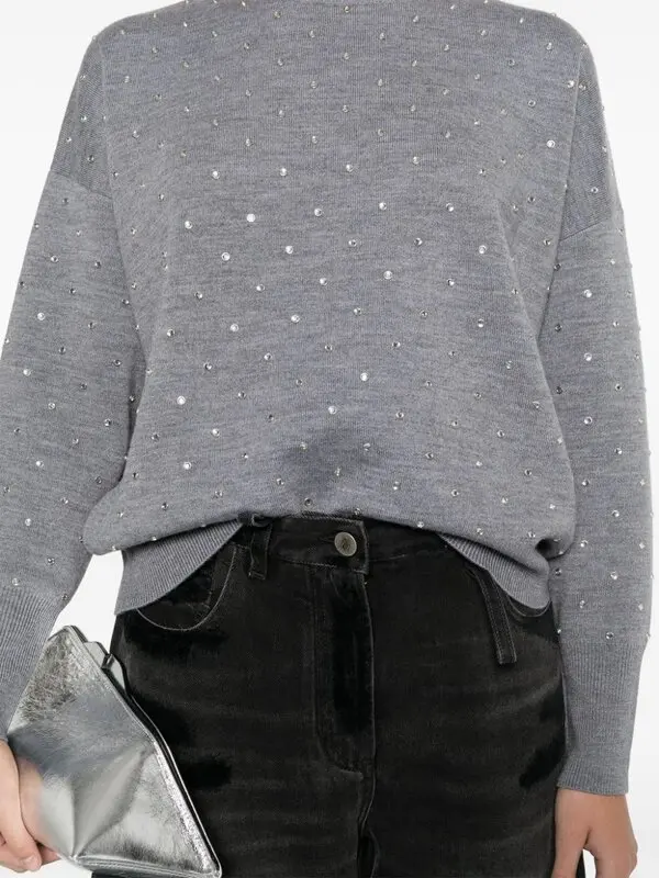 Rabanne Crystal-embellished Jumper - Grey