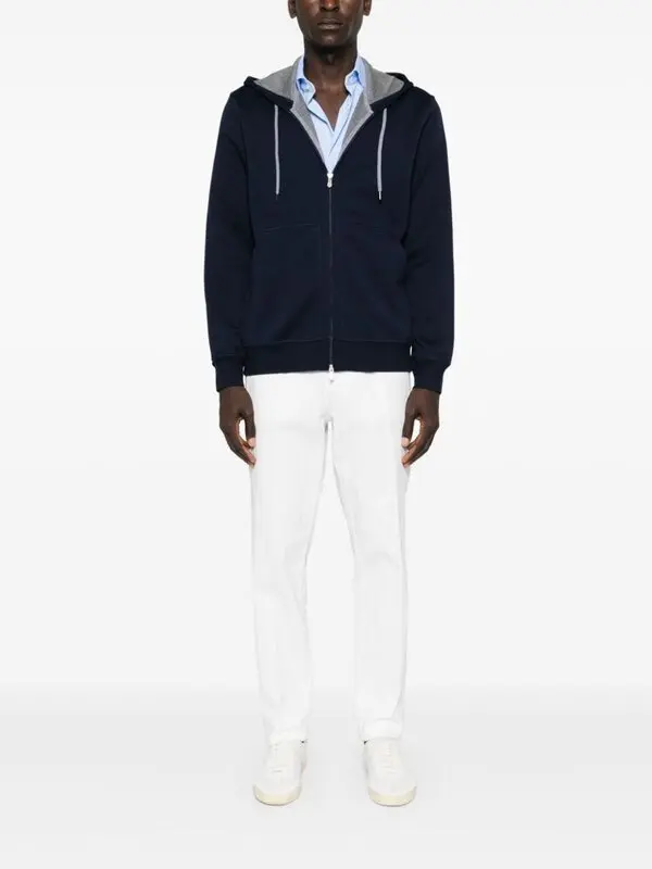 Brunello Cucinelli Zip-up Jersey Hoodie - Blue