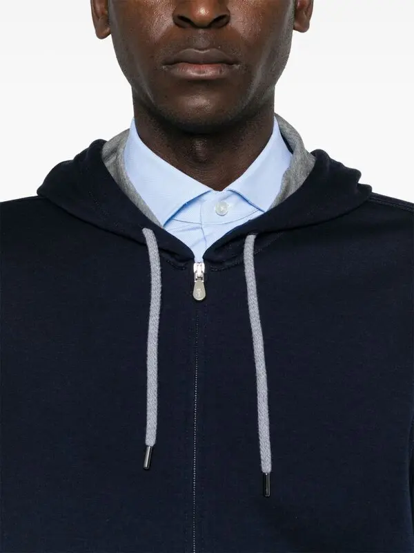 Brunello Cucinelli Zip-up Jersey Hoodie - Blue