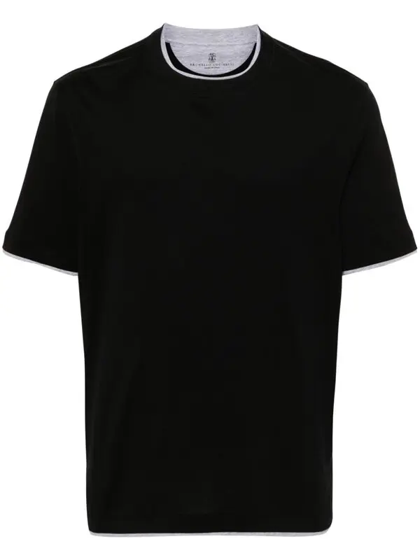 Brunello Cucinelli Layered Cotton T-shirt - Black