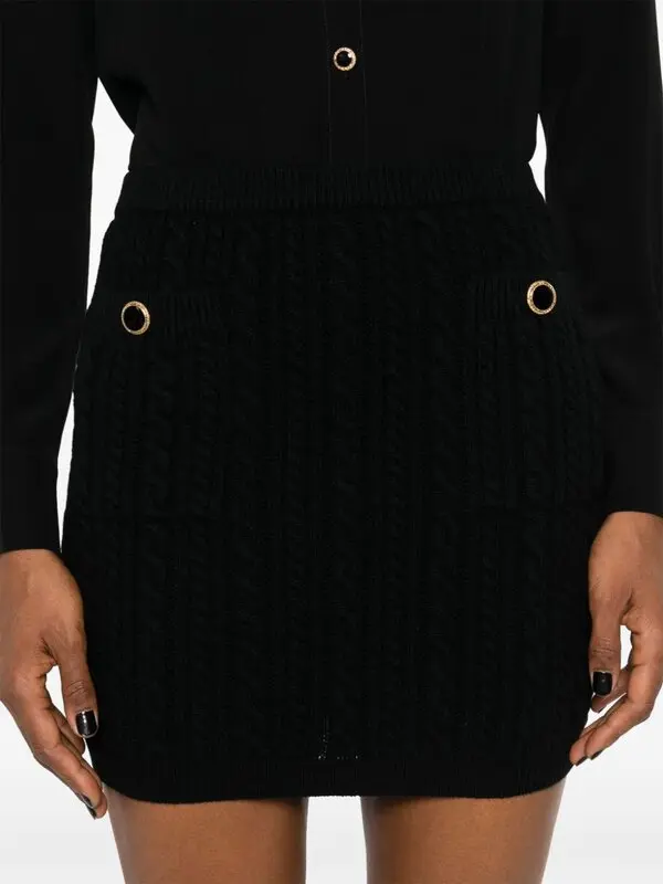 Alessandra Rich Cable-knit Wool Mini Skirt - Black