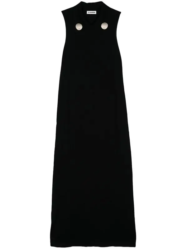JIL SANDER Spread-collar Wool Maxi Dress