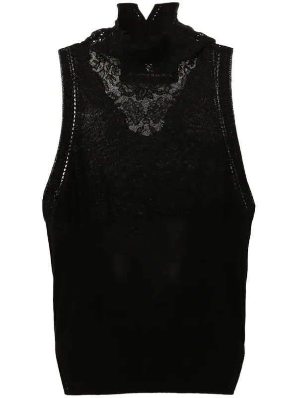 Ermanno Scervino Lace-panel Fine-knit Top - Black
