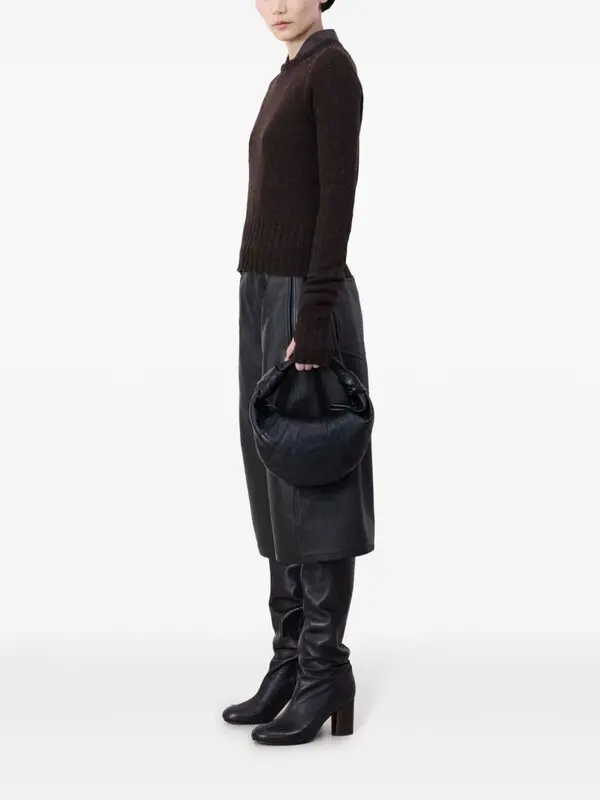 LEMAIRE Mini Fortune Croissant Bag In Leather - Black