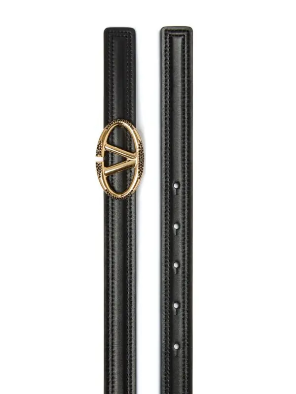 Valentino Garavani The Bold Edition VLOGO 20mm Calfskin Leather Black Belt Valentino Garavani The Bold Edition VLogo Leather Skinny  main image 3