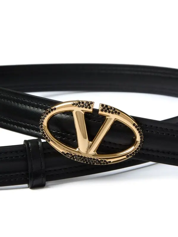 Valentino Garavani The Bold Edition VLOGO 20mm Calfskin Leather Black Belt Valentino Garavani The Bold Edition VLogo Leather Skinny  main image 2