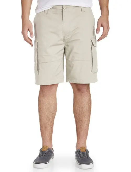 NAUTICA Big & Tall Stretch Ripstop Cotton Cargo Shorts - Stone