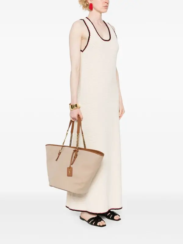Saint Laurent Cassandre-tag Canvas Tote Bag - Neutrals