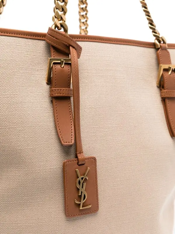 Saint Laurent Cassandre-tag Canvas Tote Bag - Neutrals