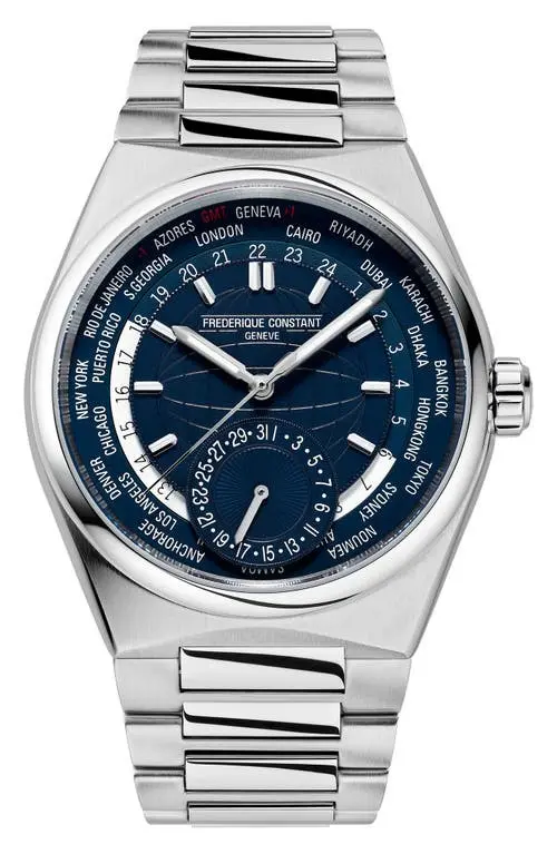 FREDERIQUE CONSTANT Highlife Worldtimer Manufacture Automatic Watch - Silver-tone