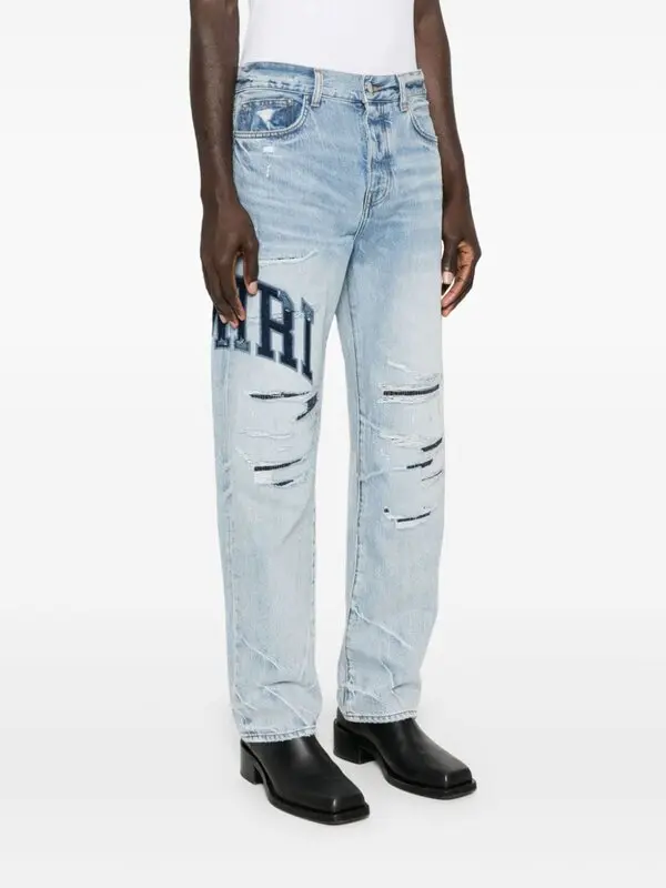 Amiri Varsity Logo Straight-leg Jeans - Blue