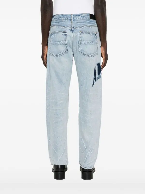 Amiri Varsity Logo Straight-leg Jeans - Blue