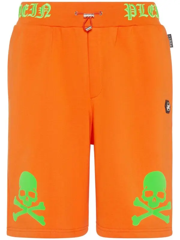 Philipp Plein Skull And Bones Logo-embroidered Shorts