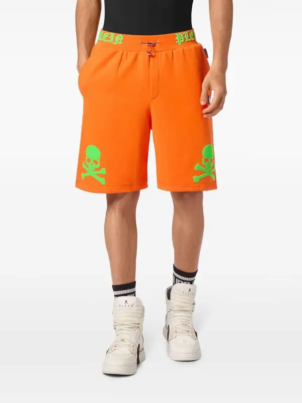Philipp Plein Skull And Bones Logo-embroidered Shorts