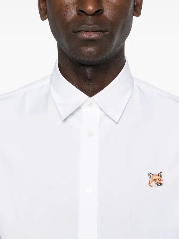 Maison Kitsuné Fox-motif Cotton Shirt - White