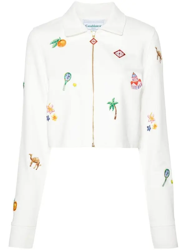 Casablanca Elements En Crayon Cropped Jacket - White