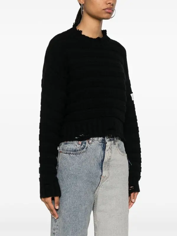 MAISON MARGIELA Distressed Chunky-knit Jumper - Black