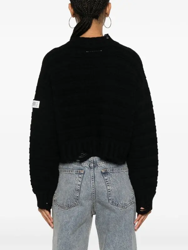 MAISON MARGIELA Distressed Chunky-knit Jumper - Black