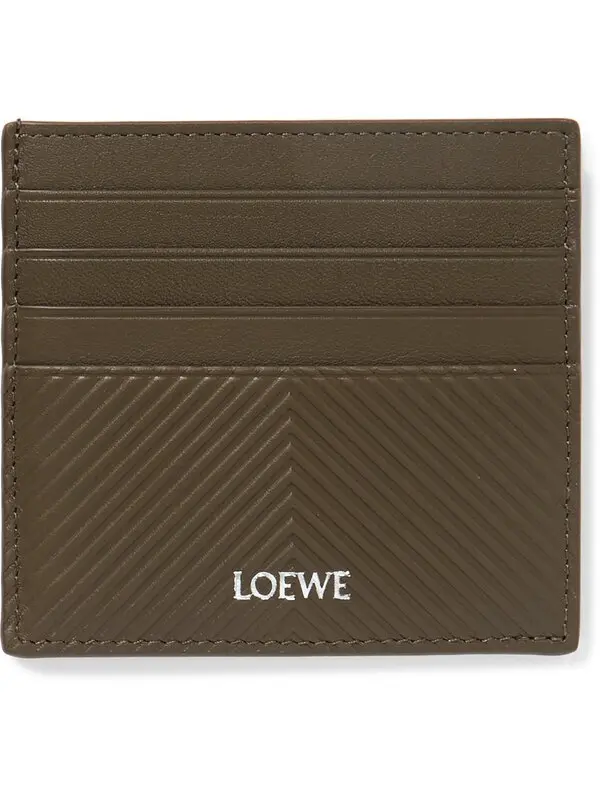 Loewe Logo-print Debossed Leather Cardholder - Green