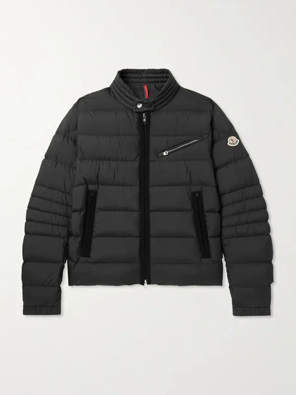 Moncler Grosgrain-trimmed Logo-appliquéd Quilted Shell Down Jacket - Black
