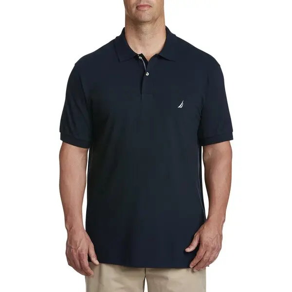 NAUTICA Big & Tall Stretch Piqué Polo Shirt - Navy