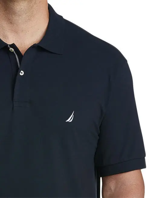 NAUTICA Big & Tall Stretch Piqué Polo Shirt - Navy